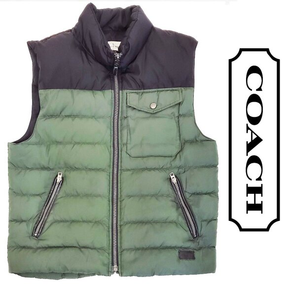 Coach | Jackets & Coats | Coach Mens Puffer Puffy Down Vest Olive Green ...
